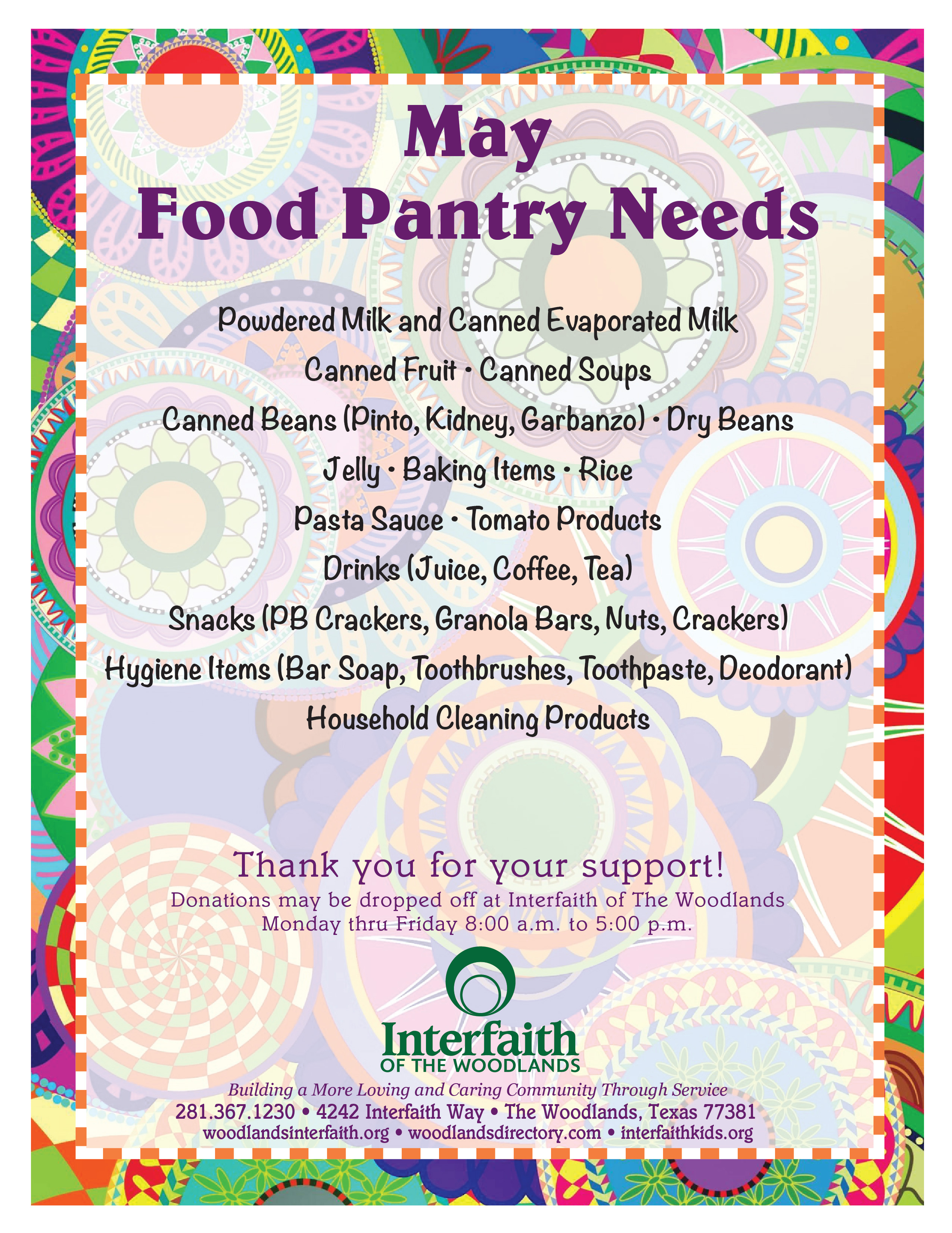 Food Pantry Needs May Interfaith Of The Woodlands